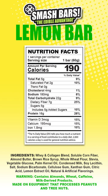 SMASH Bar - Lemon Bar - 6 Bars – Dive Bar Nutrition